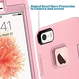 ULAK iPhone 5S Case, iPhone 5 Case, iPhone SE Case (2016 released), Heavy Duty Shockproof Sport Rugged Drop Resistant Dustproof Protective Cover for iPhone 5/5S/SE, Rose Gold-Not fit iPhone SE 2nd 3rd