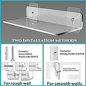 Clear Acrylic Wall Shelves,Small Floating Adhesive Shelf That Can Be Installed in Bathroom, Living Room, Kitchen, Shower Room,Used to Display,Organize and Store Perfume, Cosmetics