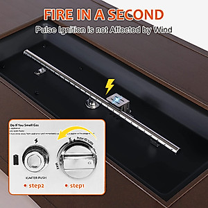 SINGLYFIRE 44 Inch Gas Fire Pit Table 50,000BTU Propane Fire Pit with Cover, Lid and 8.8lbs Lava Rock Fire Table for Patio, Deck, Garden, Backyard (Brown&Imitation Wood Grain)