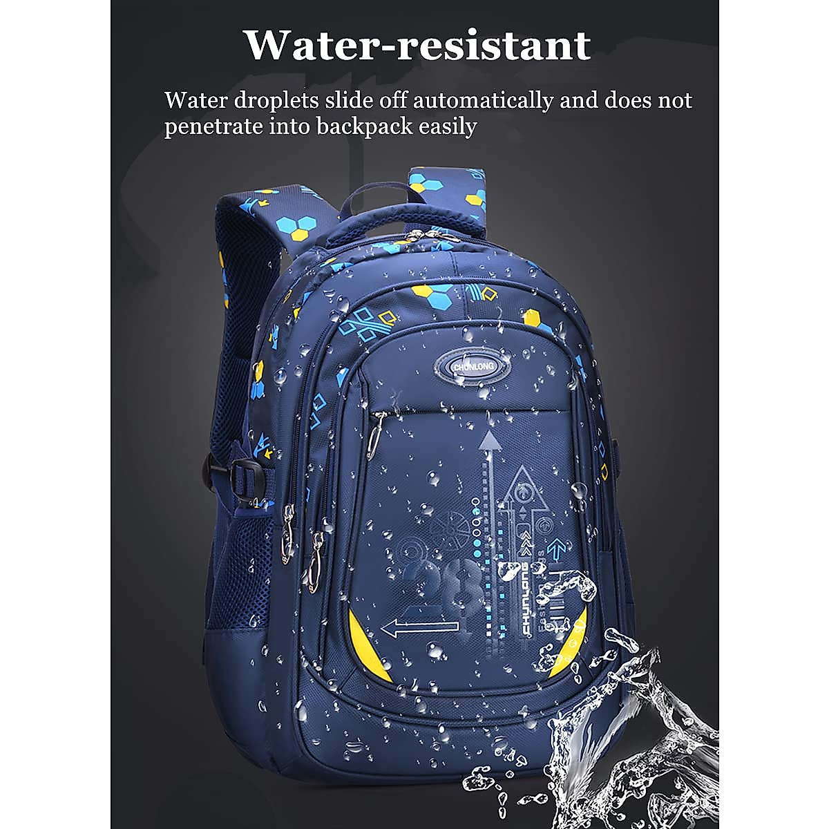 Geometric-Print School-Bag Backpack for Boys Primary Middle School Bookbag Rucksack