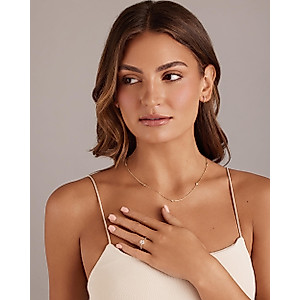 PAVOI 14K Yellow Gold Plated 1.25CT Oval Cubic Zirconia Promise Engagement Ring | Solitaire Wedding Bands | Halo Fake Engagement Ring for Women | Size 7