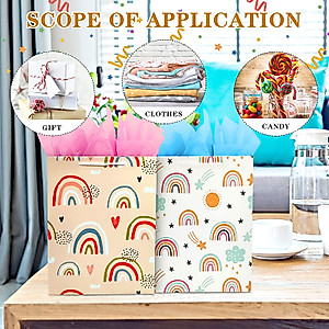 Gift Bag for Girls, Birthday Large Gift Bag Bulk Set Included 2 Pack Paper Gift Bags with Tissue Paper, Rainbow Gift Bags for Kids, Baby, The Colorful Pink Red Gift Bags with Handles, The Pretty Present Bag Gift Bags for Birthday, Party, Baby Shower (12.5