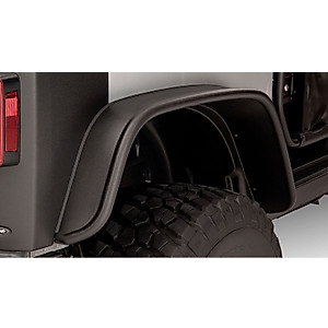 Bushwacker Jeep Flat Style Rear Fender Flares | 2-Piece Set, Black, Textured Finish | 10052-07 | Fits 2007-2018 Jeep Wrangler JK 2-Door