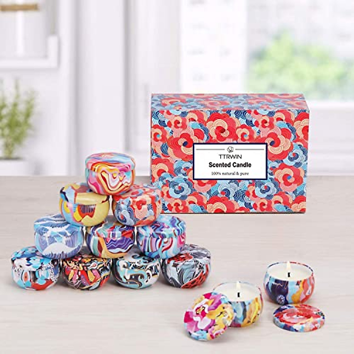 TTRWIN Scented Candles Gift Set,12 Pack Relaxing Aromatherapy Scented Candles for Women, 100% Soy Candles Stress Relief Candles for Home Scented, Ideal for Birthday, Valentine's Day, Mother's Day