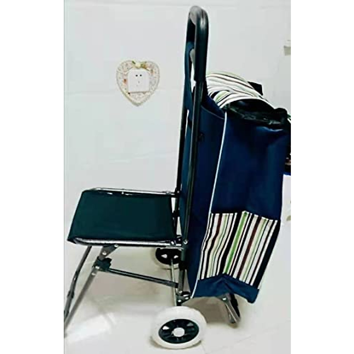 Cart with Seat Multi Function Trolley (Size: 22" * 12" * 8") for Shopping Travelling Casual Fishing