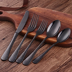 20-Piece Black Flatware Silverware Set, Bisda Stainless Steel Cutlery Sets, Multipurpose Use for Home, Kitchen, Restaurant, Hotel Tableware Utensil Service for 4