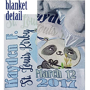 Kids-Pillowcases-By-Stockingfactory Personalized Baby Blankets for Boys (30x40, Blue Micro Plush Fleece Satin Edge Trim) Custom with Baby's Name for Newborn Baby Christening Baptism