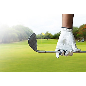 PIGEON WEDGE Leather Golf Glove for Men, Right Handed Golfers, White, Comfortable Design, Maximum Grip, All Weather Golfing Glove, Worn On Left Hand, Breathable, Durable, Gift for Golfers