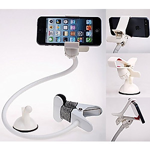 WoneNice Universal Flexible Long Arms Mobile Phone Holder Desktop Bed Lazy Bracket Mobile Stand Support All Mobiles Wide Less Than 90mm for Bedroom, Kitchen, Office, Bathroom etc.(White)