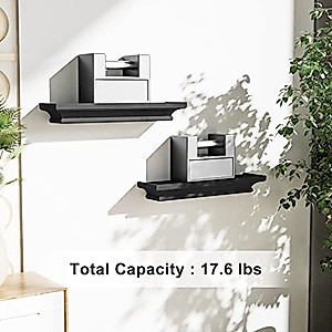 Alsonerbay Wall Shelves Black Shelves, Floating Shelves for Wall Storage, Rustic Wood Shelves for Bedroom Living Room Bathroom - 17 Inch Set of 2