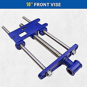 Yost Vises F10WW Woodworker's Vise | Front Vise | 10 Inch Woodworking Tool | Cast Iron Body Construction with a Solid Steel Main Screw | Blue