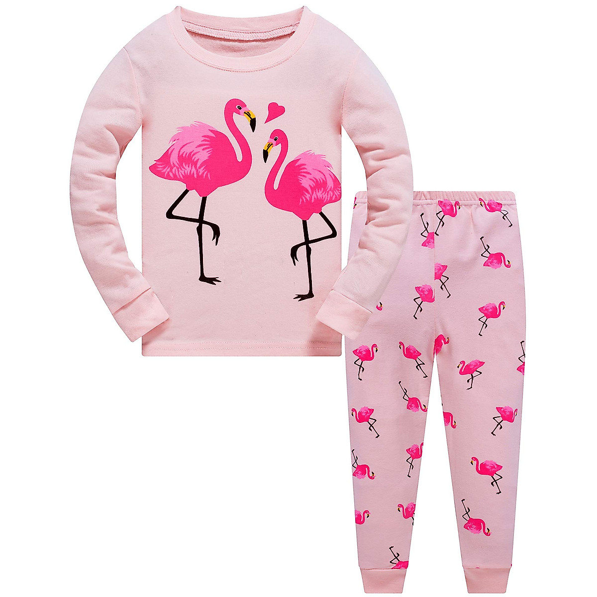 Popshion Little Girls Pajamas Sets Toddler Long Sleeve Leggings Outfits 2 Piece for Kids(Flamingos-6217 6T)