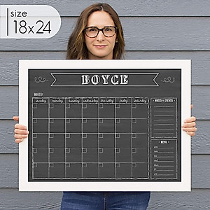 Dry Erase Chalkboard Calendar, Reusable 18x24 or 24x36 Customized Dry Erase Wall Calendar, Chalkboard Calendar, Family Framed Calendar, 2023 calendar planner, Family Command Center