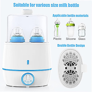 Bottle Warmer Baby Bottle Warmer, Portable Bottle Warmer for Breastmilk Formula Bottle Food Heater Double Bottle Warmer with Timer & LCD Display BPA-Free Accurate Temperature Control