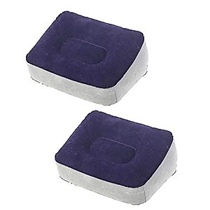 BESPORTBLE Inflatable Foot Rest Pillow Travel Footrest Cushion Outdoor Airplane Massage Stool Relax Cushion 2 Pcs (Grey Blue)