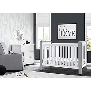 Delta Children Miles 4-in-1 Convertible Crib, Greenguard Gold Certified, Bianca White/Textured Cloud