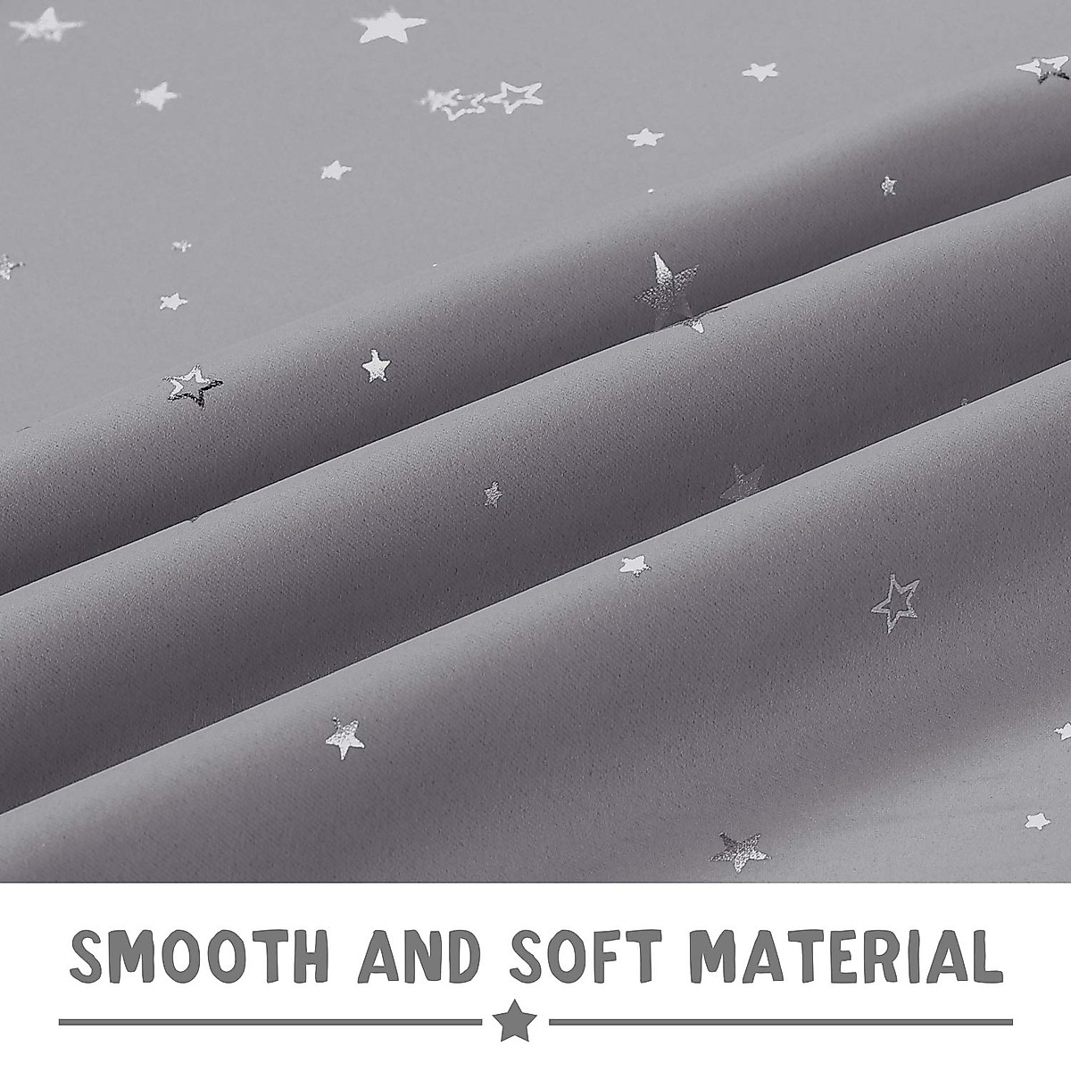 PrinceDeco Blackout Kids Curtains for Bedroom Thermal Insulated Silver Twinkle Star Curtains for Boys Antique Grommet Top Window Treatment 2 Panels Drapes for Nursery (52" W x 63" L, Grey/Silver)