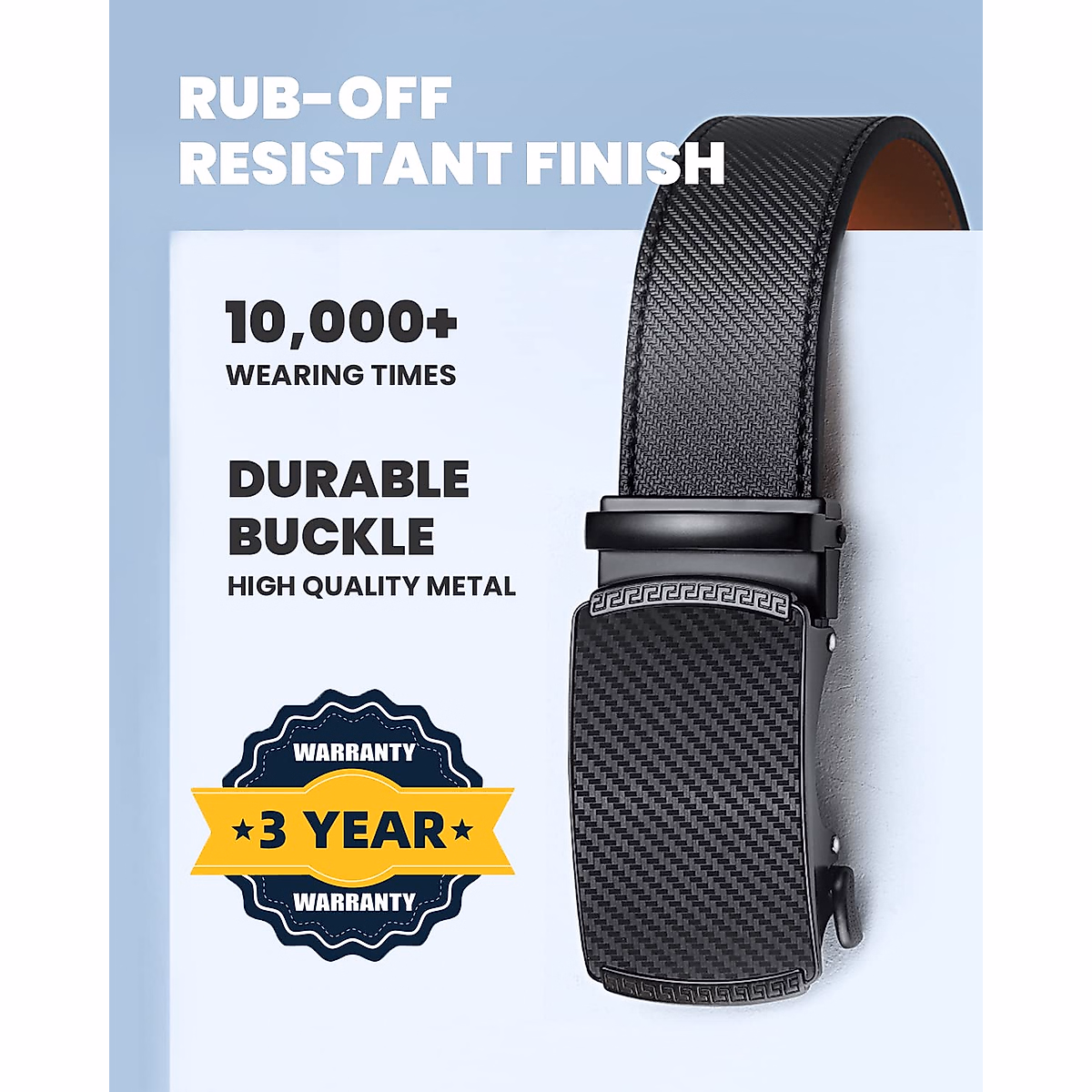 Zitahli Belt Men, Ratchet Belt Dress with 1 3/8" Premium Leather,Slide Belt with Easier Adjustable Automatic Buckle,Trim to Fit Size 40"-46"