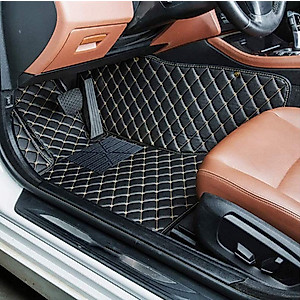 Car Floor Mats for Volvo - S60 2011-2017 Full Coverage Foot Pad All Weather Anti-Slip Waterproof Dustproof Interior Protection Luxury PU Leather Custom Auto Carpe QUUFAA (Beige,S60 2011-2017 Year)