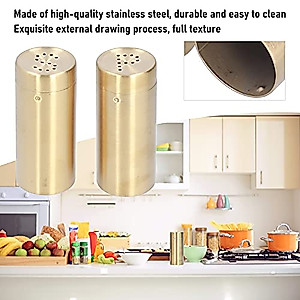 Spice Stainless Steel Pepper Shaker Kitchen Tool Salt Sugar Spice Pepper Shaker Dredge Salt/Sugar/Pepper Shaker Seasoning Bottle Salt and Pepper Shaker Kitchen Tool (golden, L)