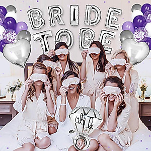 BLOOMWIN Purple Bachelorette Party Decorations - Bridal Shower Decorations Purple and Silver Bride To Be Balloons Kit Lavender Lilac Hen Party Decorations