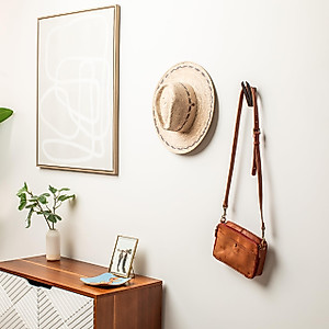 Wooden Wall Hat Hooks - Set of 2 - Heavy Duty Backpack Hanger - American Walnut Wood Decorative Coat Hooks Wall Mount