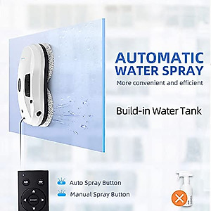 AlfaBot Window Cleaner Robot, X7 Smart Window Vacuum Cleaner with Automatic Water Spray, Glass Cleaning Robot for Interior/Exterior Highrise Windows