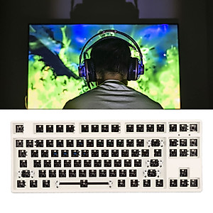 DIY Mechanical Keyboard Kit, 87 Key RGB TKL Layout Switch Gaming Keyboard Hot Swap ABS Aluminum Alloy Modular Mechanical Keyboard for DIY(White)