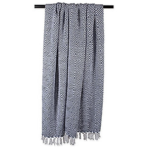 DII Diamond Throw Collection Woven Cotton, 50x60, French Blue