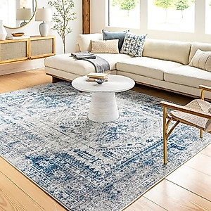 Livabliss Desta Vintage Oriental Area Rug,7'10" x 10'2",Blue/White