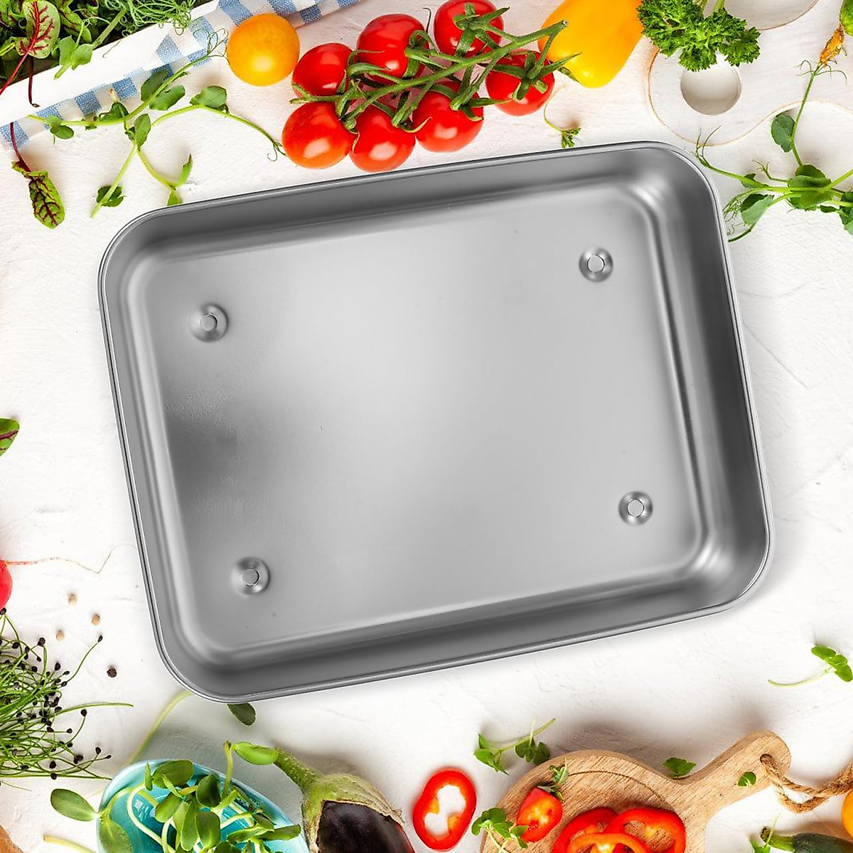 DECHOUS Dumpling Storage Box, Freezer Dumpling Storage Container with Lid Stainless Steel Food Storage for Multipurpose Use Metal Food Container Fridge Dumpling Box