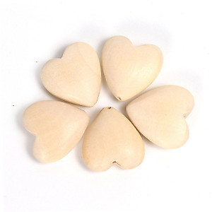 SHOWERORO 50pcs Wood Heart Beads Decoration Heart Shape DIY Bracelet Beads Valentine's Day Craft Materials
