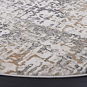 SAFAVIEH Vogue Collection 9' Round Beige/Grey VGE117A Modern Abstract Area Rug