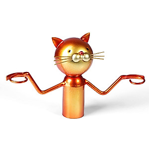 Drincarier Cat Decor Wine Bottle & Glass Holders Tabletop Wine Racks Shelf Metal Wine Bottle Holder Hold 1 Wine Bottle and 2 Glasses (Cat Wine Glass Holder)………