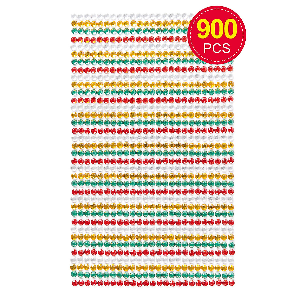 Baker Ross EF980 Festive Self Adhesive Gems - Pack of 900, Assorted Jewel Sticker Craft Embellishments for Kids Arts and Crafts Decorating