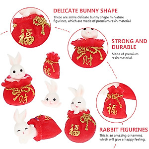 FOMIYES Dinner Table Decor 8pcs Lucky Bag Rabbit Ornament Christmas Table Decoration Resin Bunny Figurine Toy