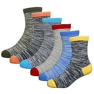 Hzcojulo Little Toddler Kids Boys Girls Fashion Cotton Socks -BA-6 Pairs,L/Shoe size 13-3.5/7-10Years