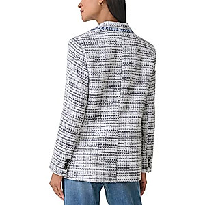 Karl Lagerfeld Paris Women's Tweed Long Sleeve Everyday Fashion Sport Jacket, Denim Multi, 6