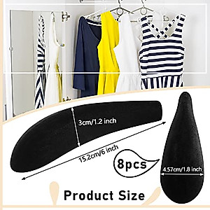 8 Pieces Velvet Hangers Shoulder Pads for Hangers Shoulder Form Hanger Black Hanger Pads Hanger Shoulder Protectors for 0.21 Inch Wide Shoulder Hangers, Hangers are Not Included