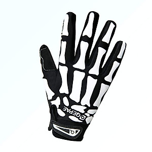 QEPAE® Unisex Breathable Cycling Full Finger Gloves Non-Slip Auto Racing Gloves for Biking Running Sporting Weightlifting Hunting Training - Skeleton Pattern - XL