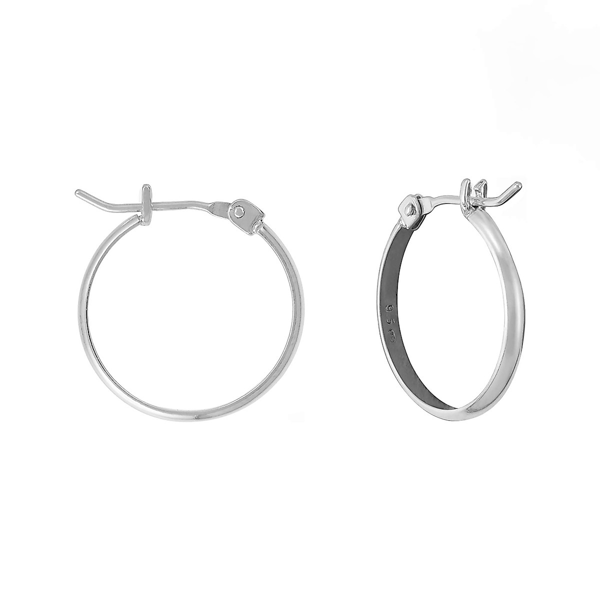 Boma Jewelry Sterling Silver 3/4 Inch Classic Snap Down Closure Hoop Earrings