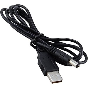 JacobsParts USB to 5.5mm x 2.1mm Barrel Connector 5V DC Power Cable Male, 120cm / 4ft