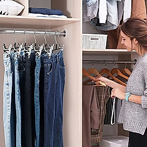 24Pack Pants Skirt Hangers with Clips, Adjustable Skirt Hangers for Women Non Slip Closet Organizers and Storage Space Saving Shorts Hangers for Pants Jeans Leggings Skirts Shorts Hats Clothes(Black)