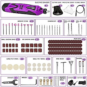 12V Cordless Rotary Tool Kit, 6-Speed(5000-30000 RPM),150 Accessories, Universal Keyless Chuck and Flex Shaft Rotary Tool, Electric Power Rotary Tools for Sanding, Polishing, Drilling, Cutting, DIY