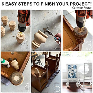 decorluxes Wood Legs for Furniture Set of 4 Kallax Legs Short Table Legs Coffee Table Legs Dresser Legs Set of 4 Bun Feet Gold Natural Woden Things (3 in with Mounting Plates)