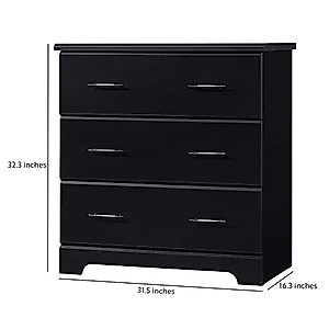 STORK CRAFT Brookside 3 Drawer Dresser (Black) – Baby and Kids Bedroom Organizer, Nursery Chest, Storage Dresser With Drawers, Universal Design