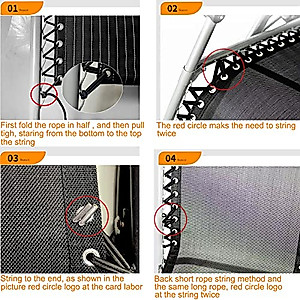 4pcs Black Replacement Cord for Zero Gravity Chair Universal Elastic Chair Repair Cord Ties Kit for Sun Loungers, Garden Chairs, Outdoor Recliners, Folding Chairs Chair, Bungee Chairs