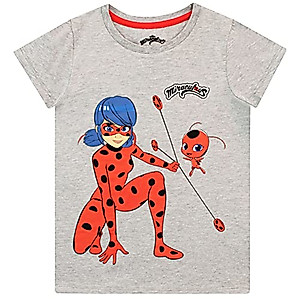 Miraculous Girls' Ladybug Top and Leggings Set 2 Piece Superhero Outfit for Kids Grey Size 6
