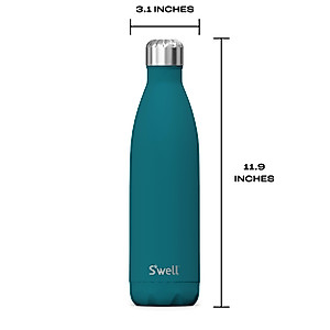 S'well Stainless Steel Water Bottle, 25oz, Peacock Blue, Triple Layered Vacuum Insulated Containers Keeps Drinks Cold for 48 Hours and Hot for 24, BPA Free, Perfect for On the Go