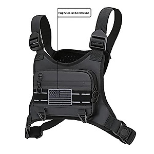 Muserise Sports Chest Bag For Men Women, Water Resistant Lightweight Front Chest Pack, Running Vest Bag With Built-In Phone Holder & Extra Storage For Workouts, Running, Cycling (Black)